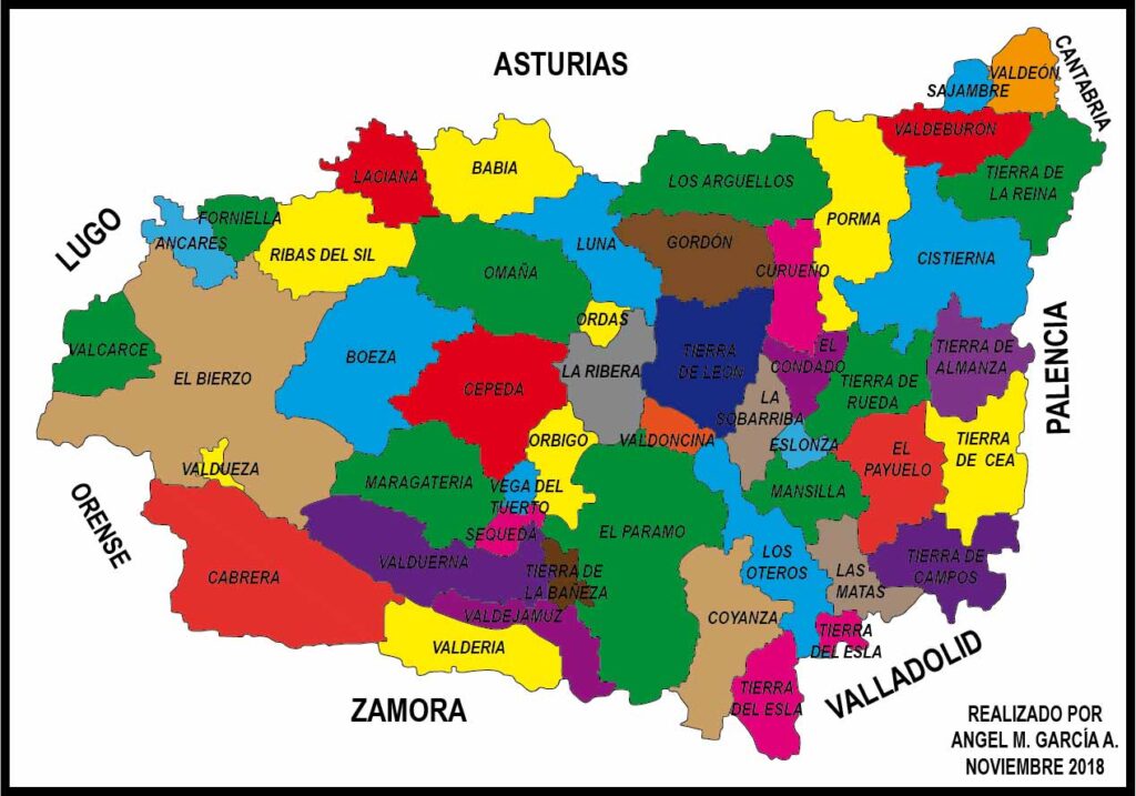 Mapas topográficos de las comarcas de la provincia de León